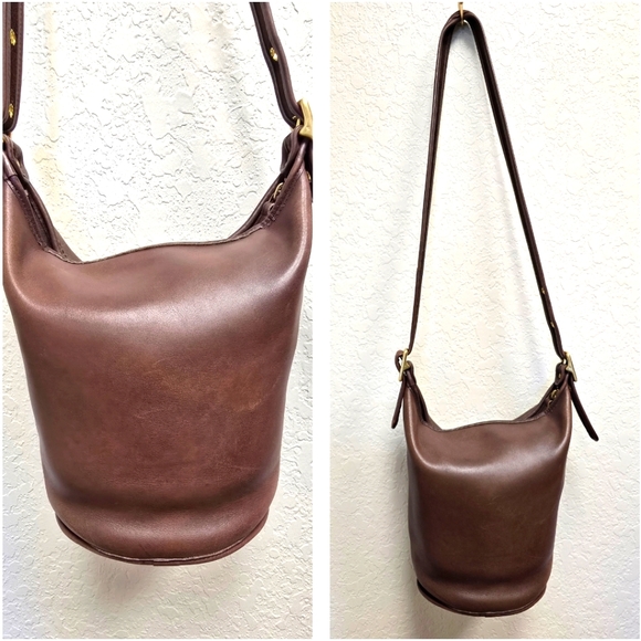 Coach | Bags | Vintage Coach 9953 Brown Leather Duffle Bucket Feed Sack ...